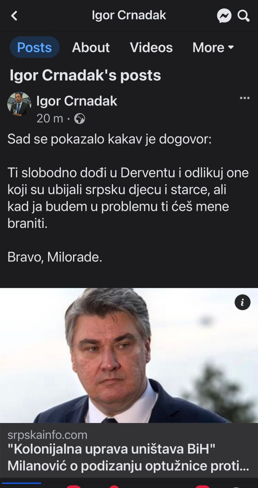Sad se pokazalo ko je vjera, a ko nevjera: Bravo, Milorade! | BN