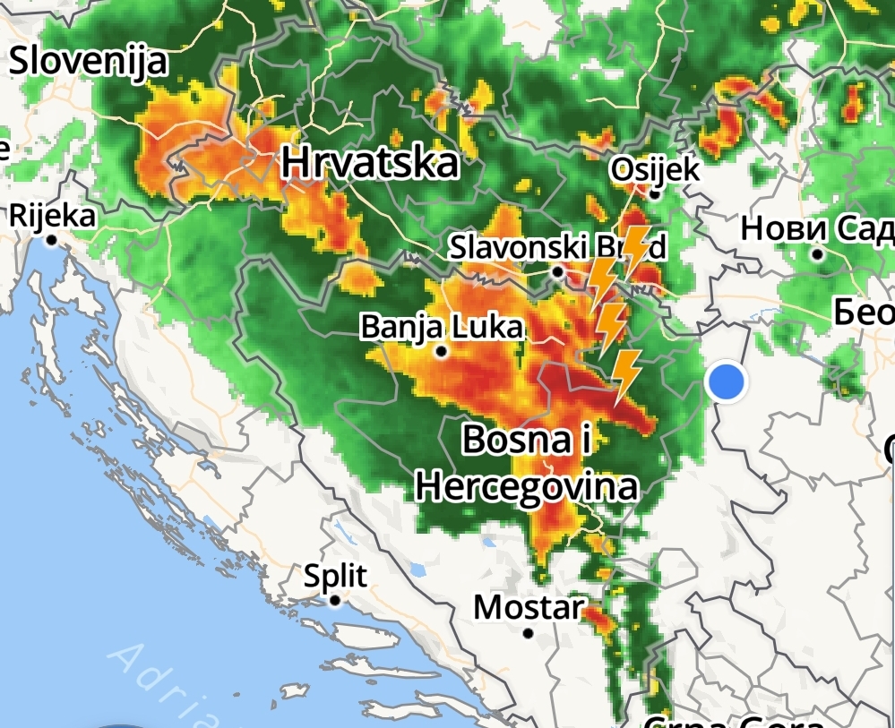 Radarska slika BiH snimljena u 23.00 | BN